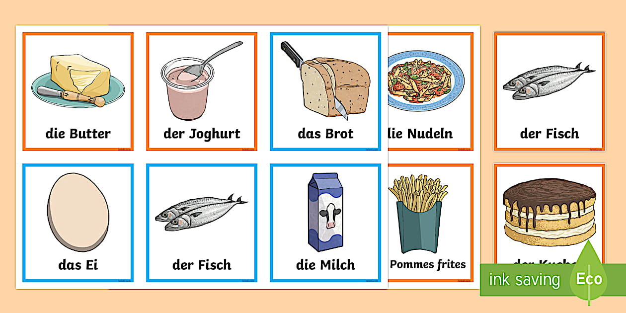 Food Items Matching Cards - German (teacher made) - Twinkl