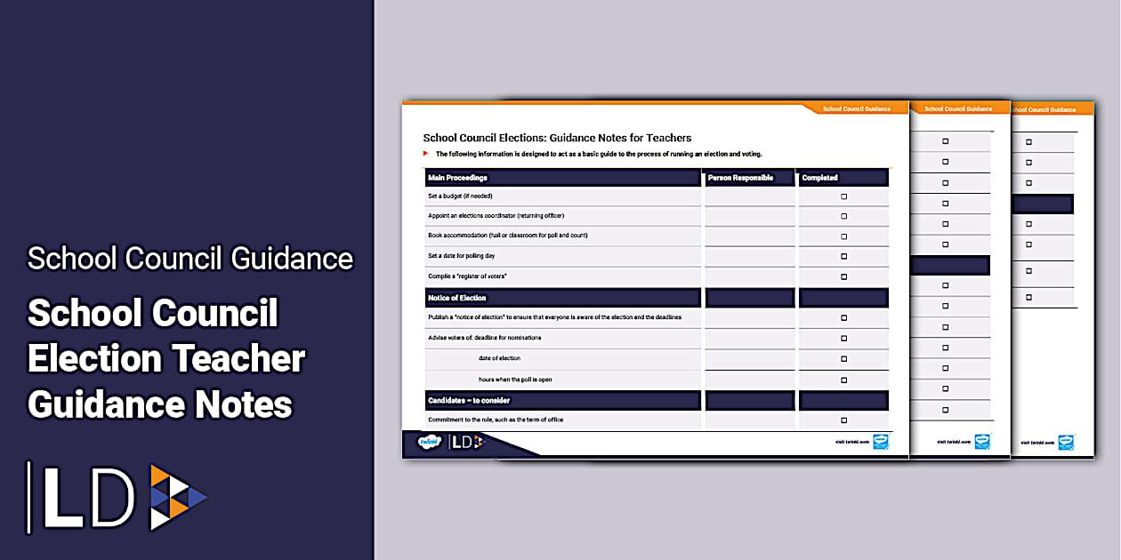Editable School Council Election Teacher Guidance Notes