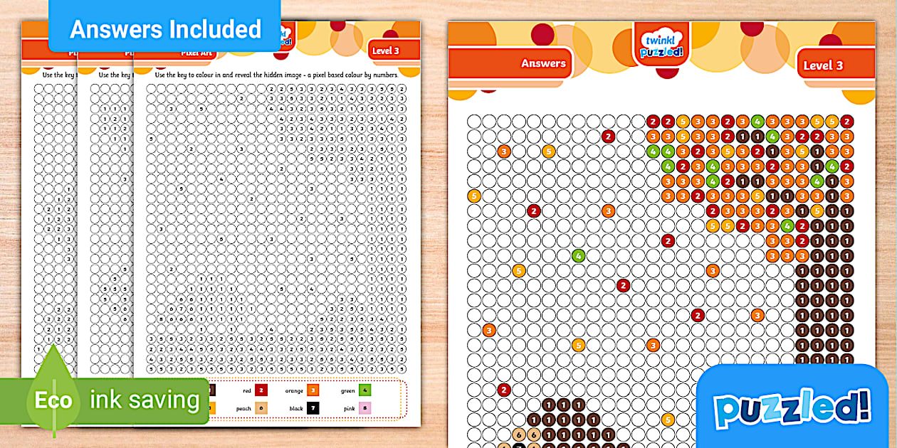 Autumn Pixel Art Colouring Puzzle (Teacher-Made) - Twinkl