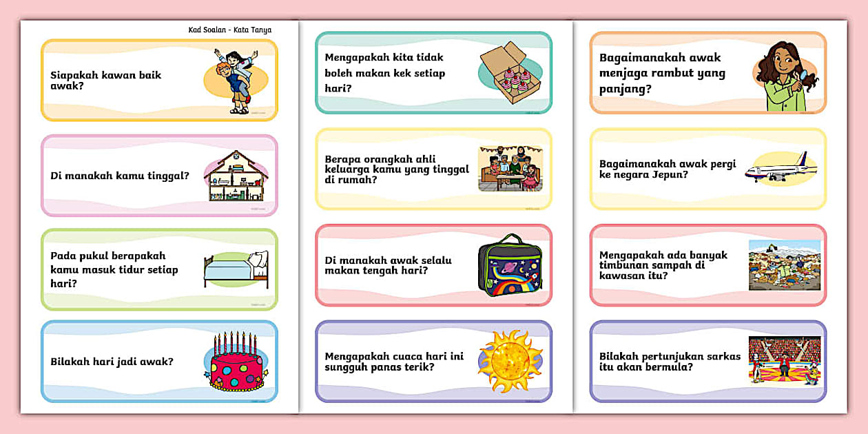 Kad Aktiviti Kata Tanya - KSSR 1 (Lehrer gemacht) - Twinkl