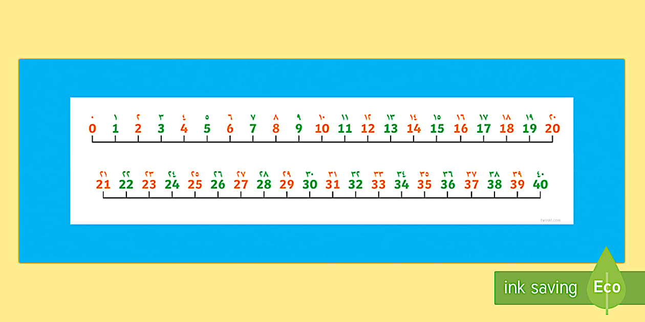 0-40 Number Line Arabic/English (Teacher-Made) - Twinkl