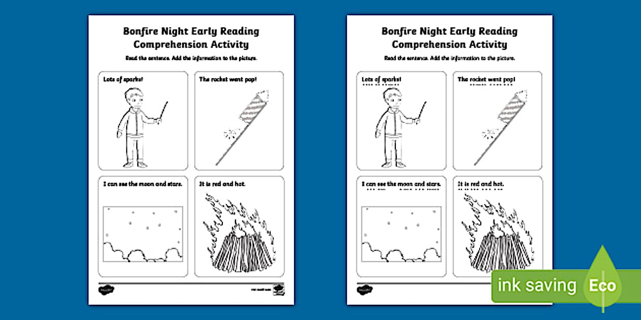 Bonfire Night EYFS Reading Comprehension Activity - Twinkl