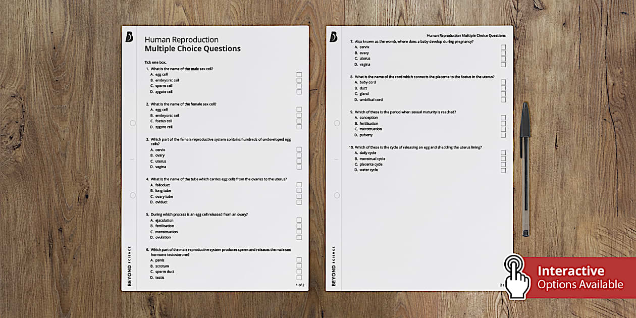 Human Reproduction MCQ's (teacher made) - Twinkl