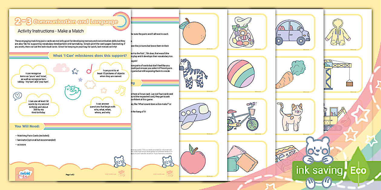 Age 2-3 Communication and Language - Make a Match - Twinkl