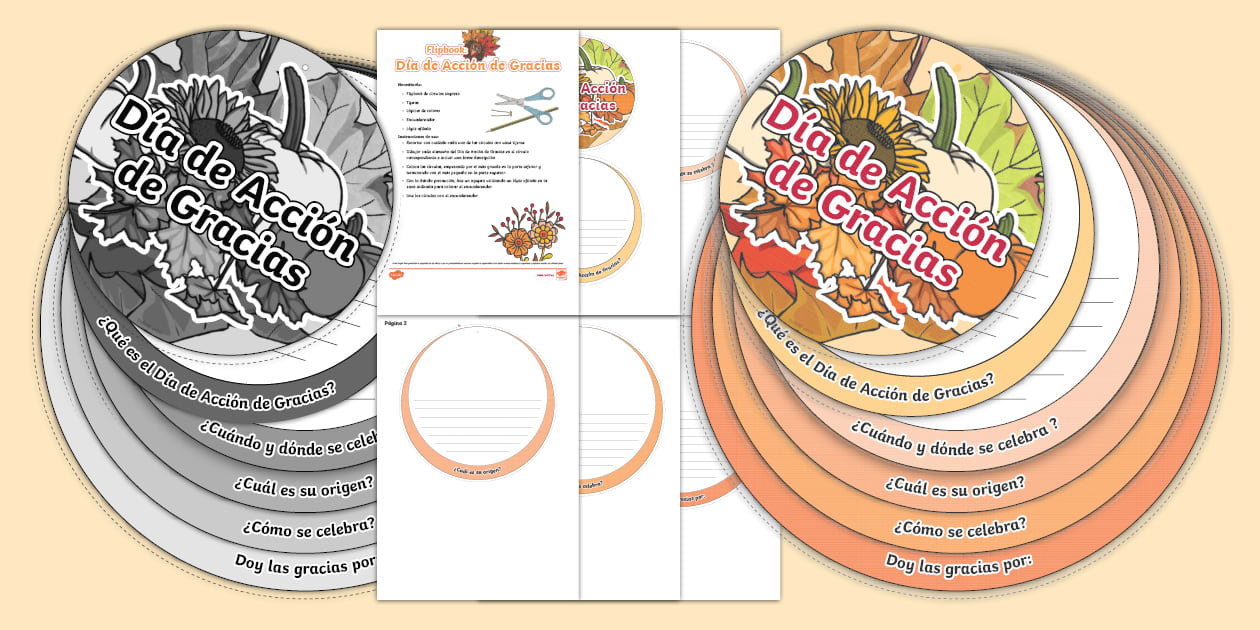 Flipbook: Día de Acción de Gracias (Teacher-Made) - Twinkl