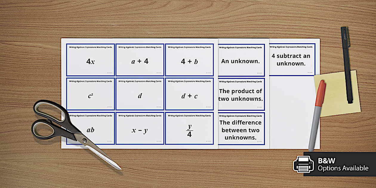 👉 Writing Algebraic Expressions - Matching Cards - Twinkl