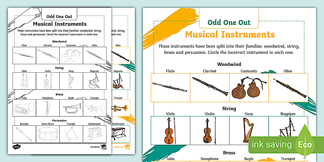 👉 Musical Instruments Odd One Out (teacher made) - Twinkl