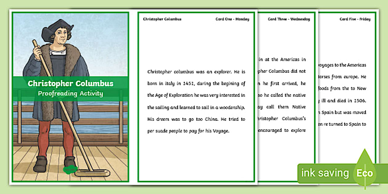 Christopher Columbus Proofreading Activity - Twinkl