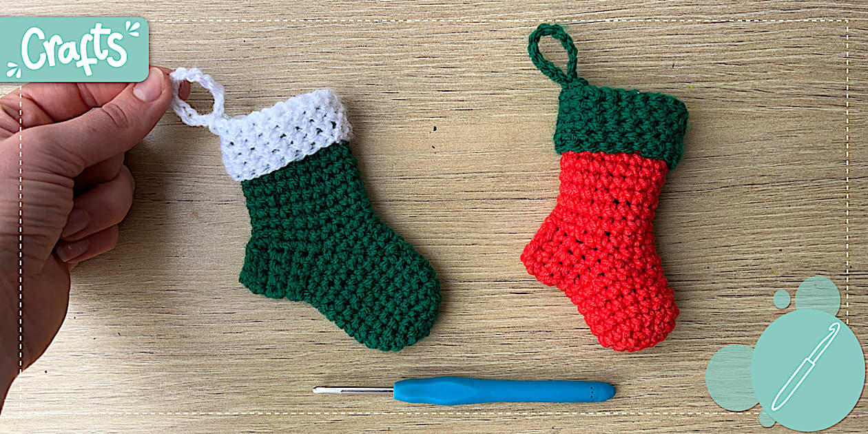 Mini Stocking Crochet Pattern | Christmas Craft - Twinkl