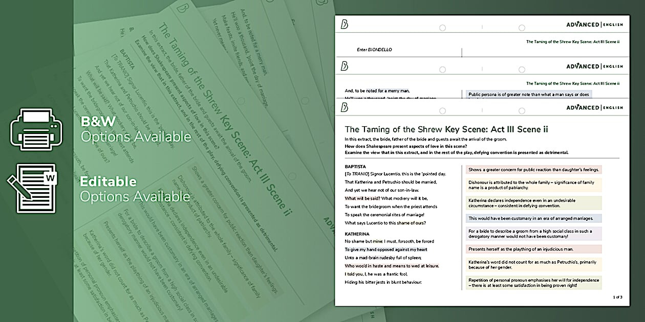 The Taming of the Shrew: Key Scenes - Act III Scene ii