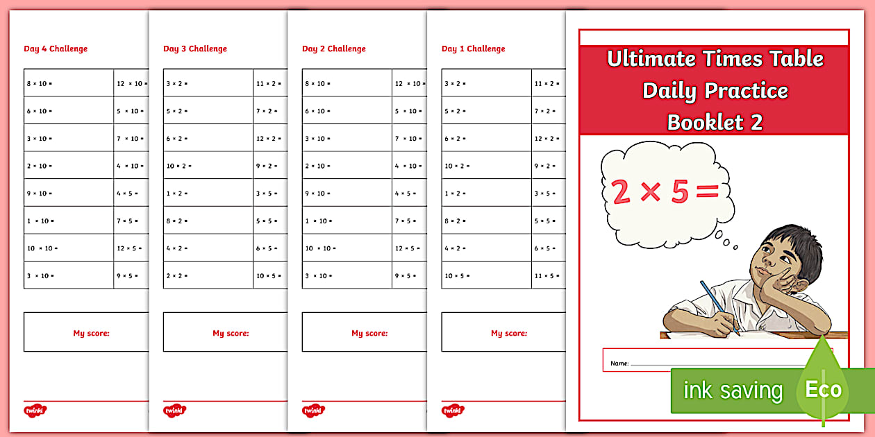 Ultimate Times Table Daily Practice Booklet 2 (Outcome 5)