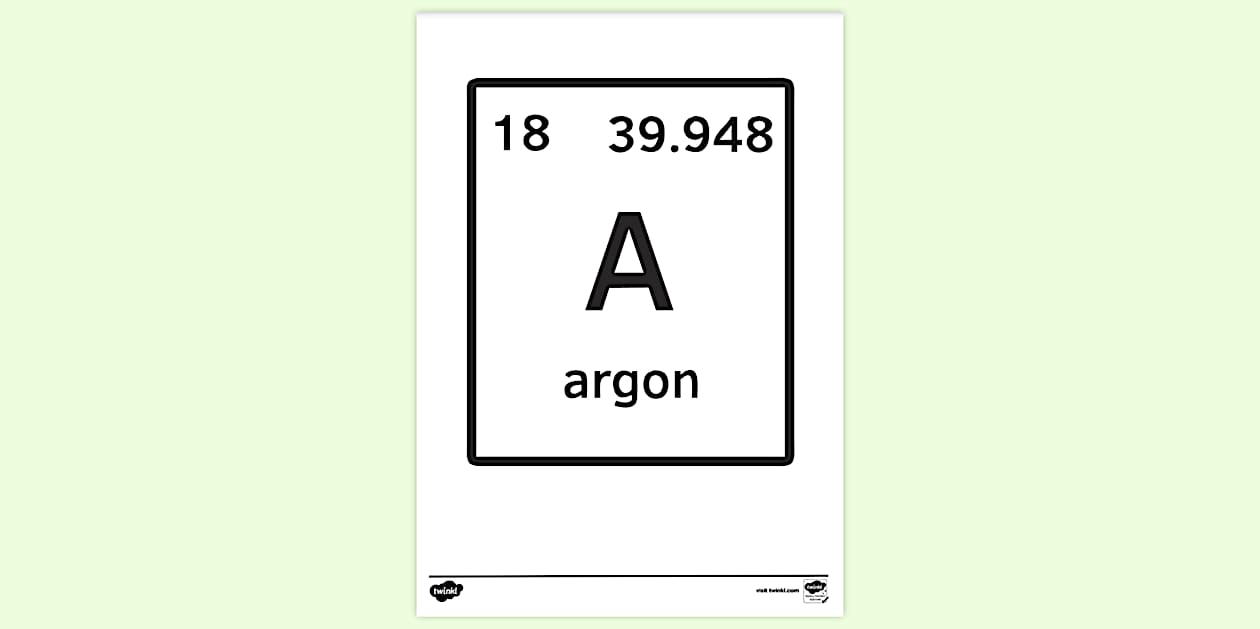 Argon Element Symbol Colouring Sheet (teacher made) - Twinkl