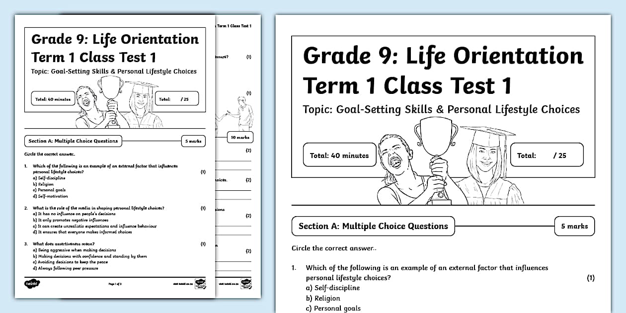 Life Orientation Grade 9 Term 1 Class Test (teacher made)