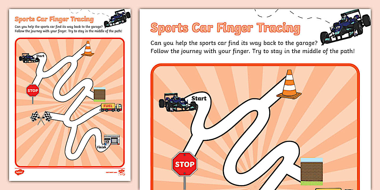 Sports Car Finger Tracing Activity (teacher made) - Twinkl