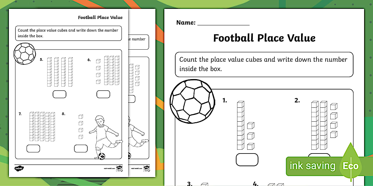 Football Place Value Activity Sheet (teacher made) - Twinkl