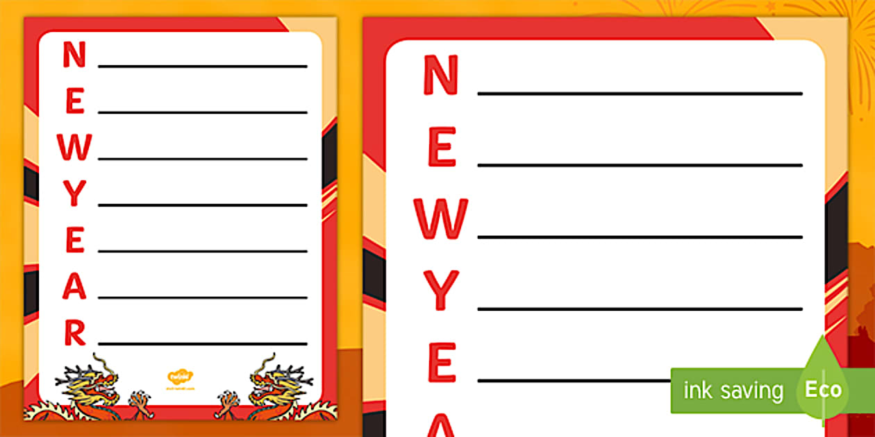Chinese New Year acrostic poem | Template | Easy to print
