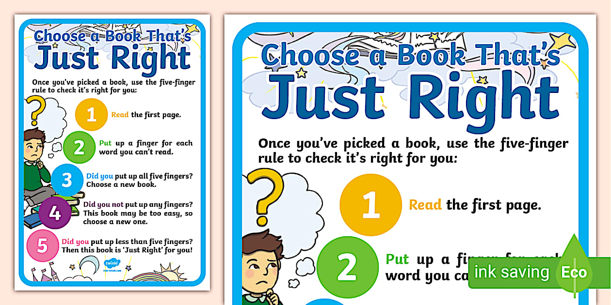 Just Right Books A4 Display Poster (teacher made) - Twinkl