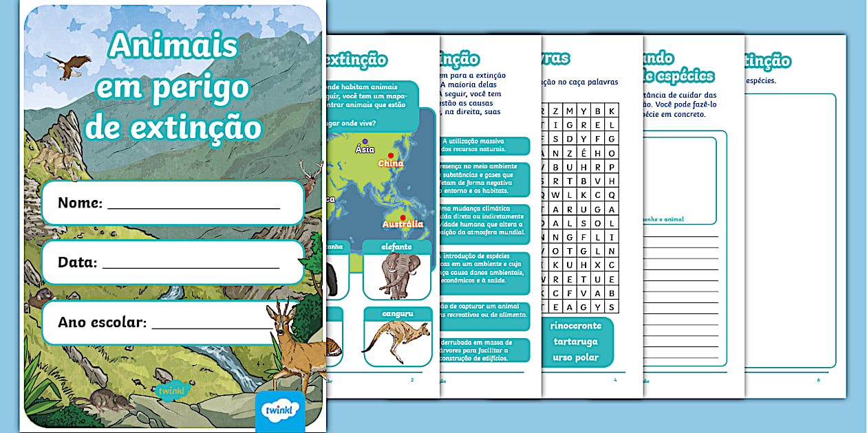 Animais em perigo de extinção - Caderno de atividades