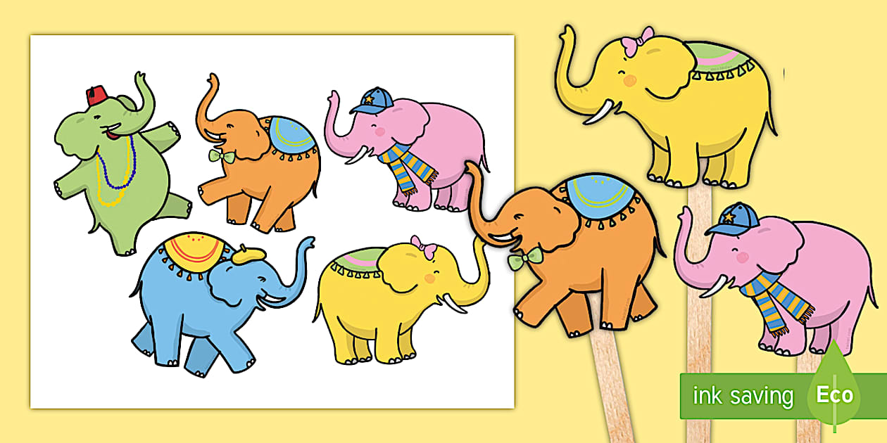 Elephant Stick Puppets | One Elephant Went Out to Play