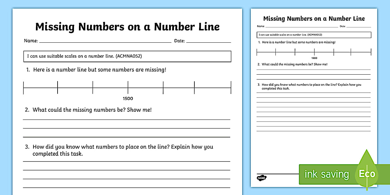 Year 3 Missing Numbers on a Number Line Open-Ended Worksheet / Worksheet
