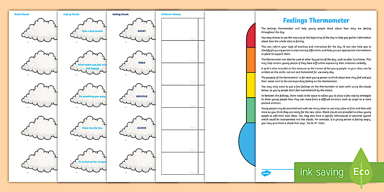 Editable Feelings Thermometer Worksheet (teacher made)
