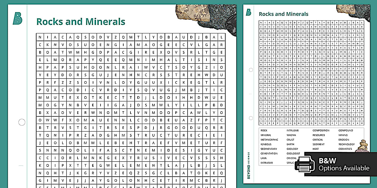 Rocks and Minerals Word Search (Teacher-Made) - Twinkl