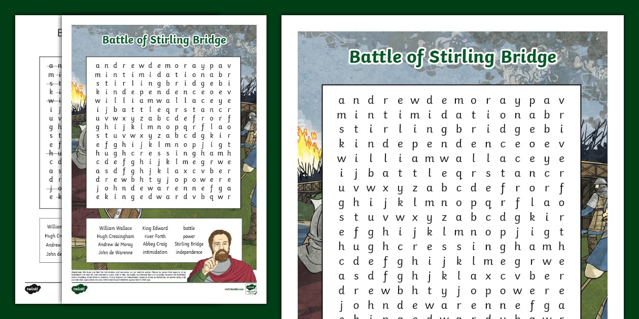 Battle of Stirling Bridge Word Search (teacher made)