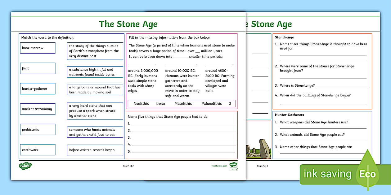 KS2 Revision Activity Mat: The Stone Age