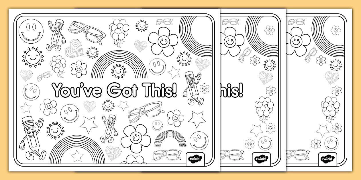 Let's Doodle! Test-Taking Encouragement Coloring Sheets