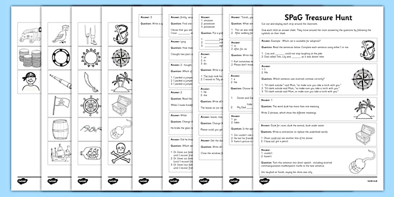 Interactive English Grammar Lessons - KS2 SPaG Treasure Hunt