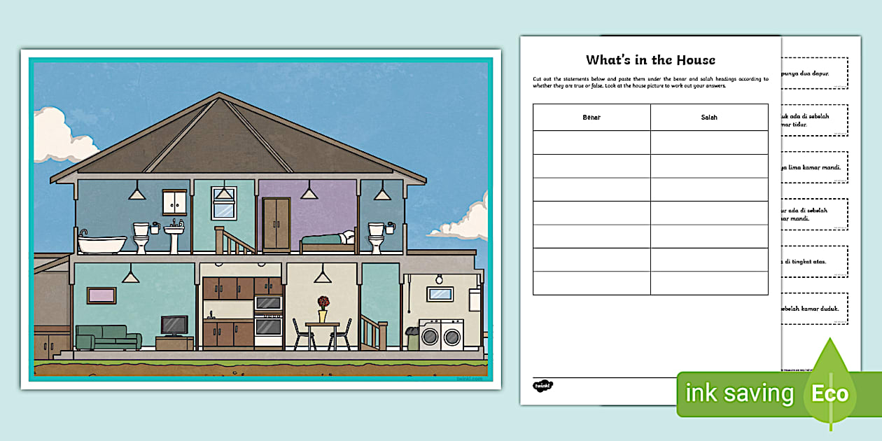 What’s in the House Sorting Activity - Indonesian Lesson