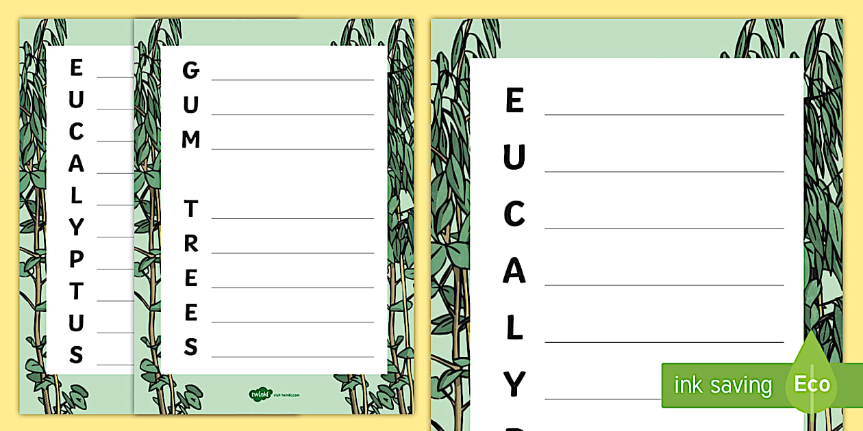 Gum Trees Acrostic Poem (teacher made) - Twinkl
