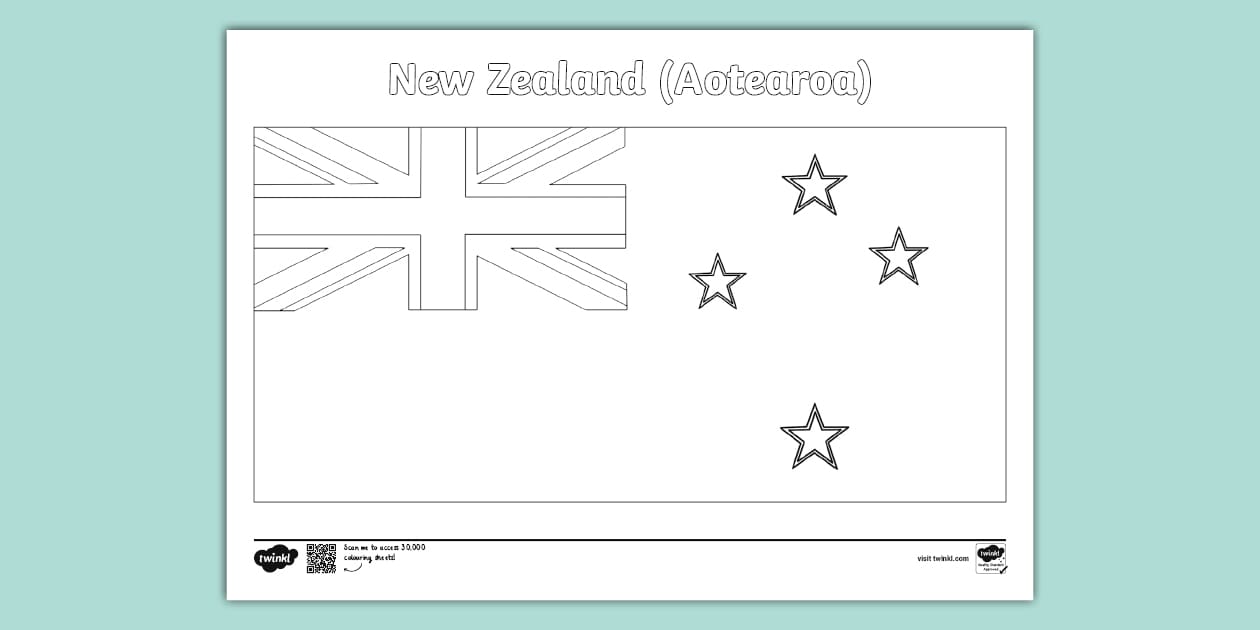 New Zealand (Aotearoa )Flag Colouring Sheet