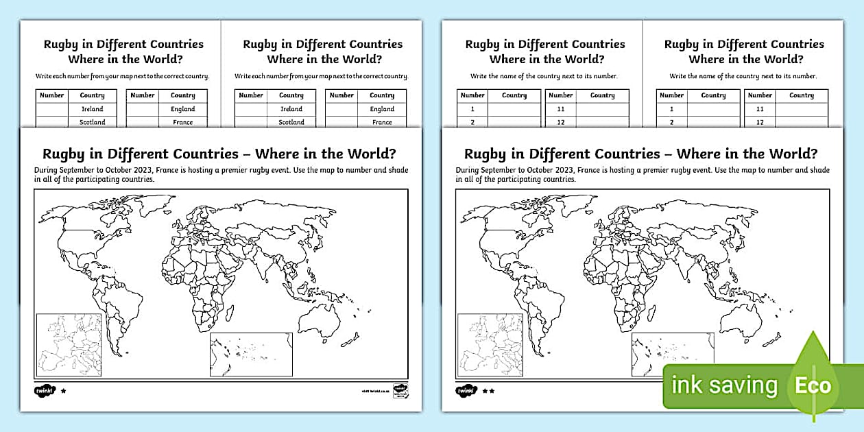 Rugby in Different Countries - Where in the World? - Twinkl