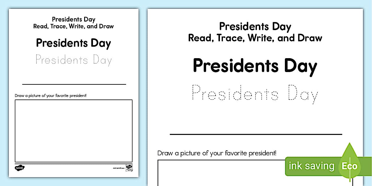 Presidents Day Read, Trace, Write, And Draw | Twinkl