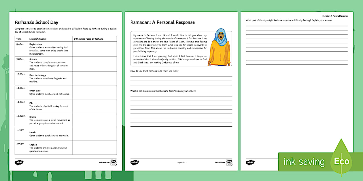 Ramadan Worksheet / Worksheets - Islamic Community Resource