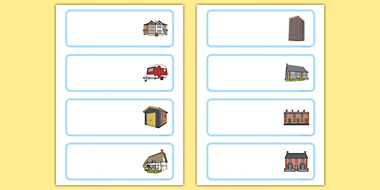 Editable Houses and Homes Themed Drawer Peg Name Labels