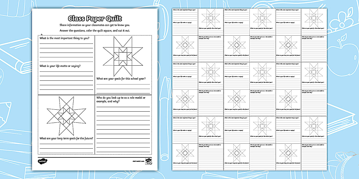 Seventh Grade Back to School Class Paper Quilt