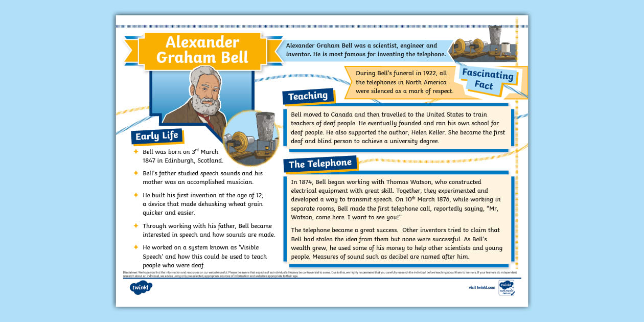 Alexander Graham Bell Fact File - Twinkl - KS2 - Twinkl