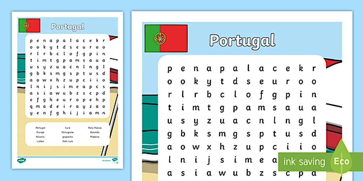 Editable Portugal Word Search (Teacher-Made) - Twinkl