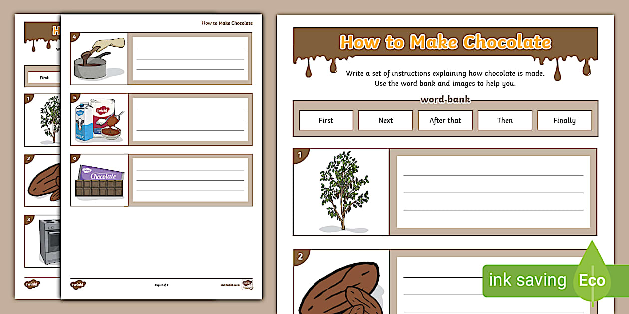 Making Chocolate Instruction Writing Template - Twinkl