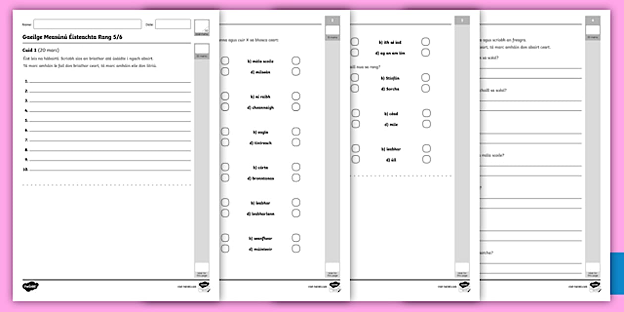 Gaeilge Listening Assessment 5th and 6th Class - Twinkl