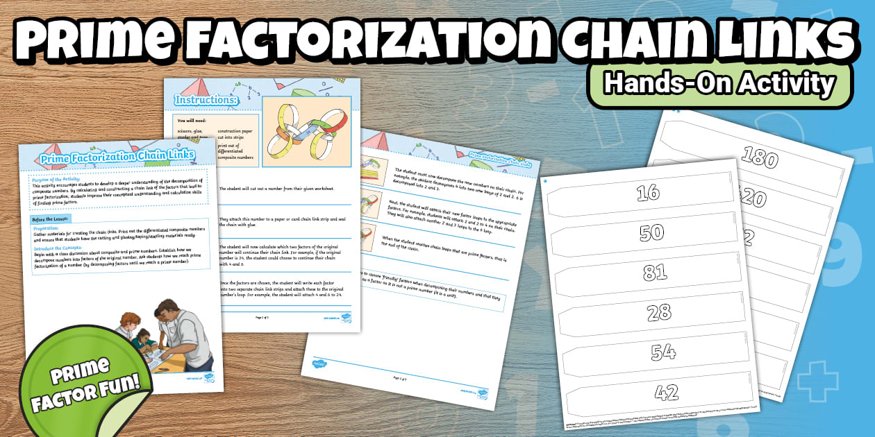 Prime Factorization Chain Links - Hands-On Activity