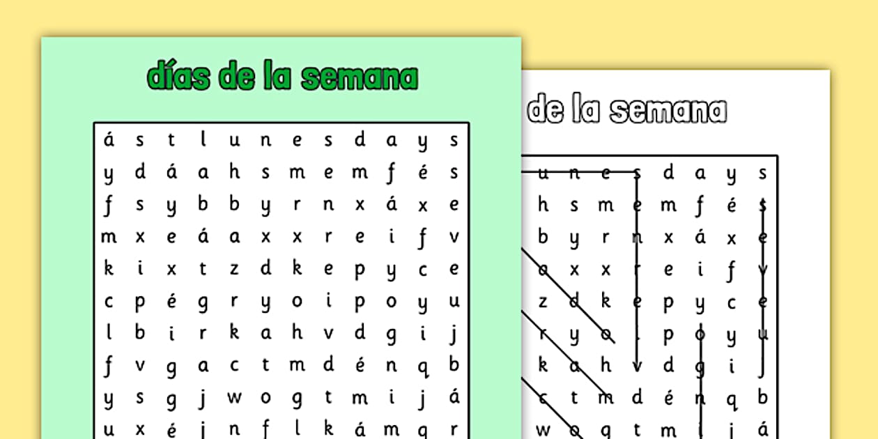 Days of the Week Spanish Word Search (teacher made) - Twinkl