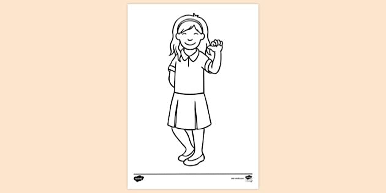 Person Pointing At Themselves Colouring Sheet | Twinkl