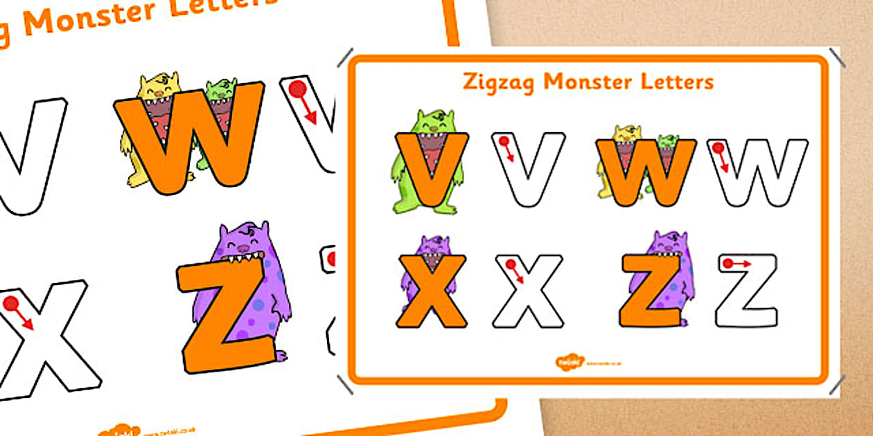 Zigzag Monster Letters Formation Display Poster - Twinkl