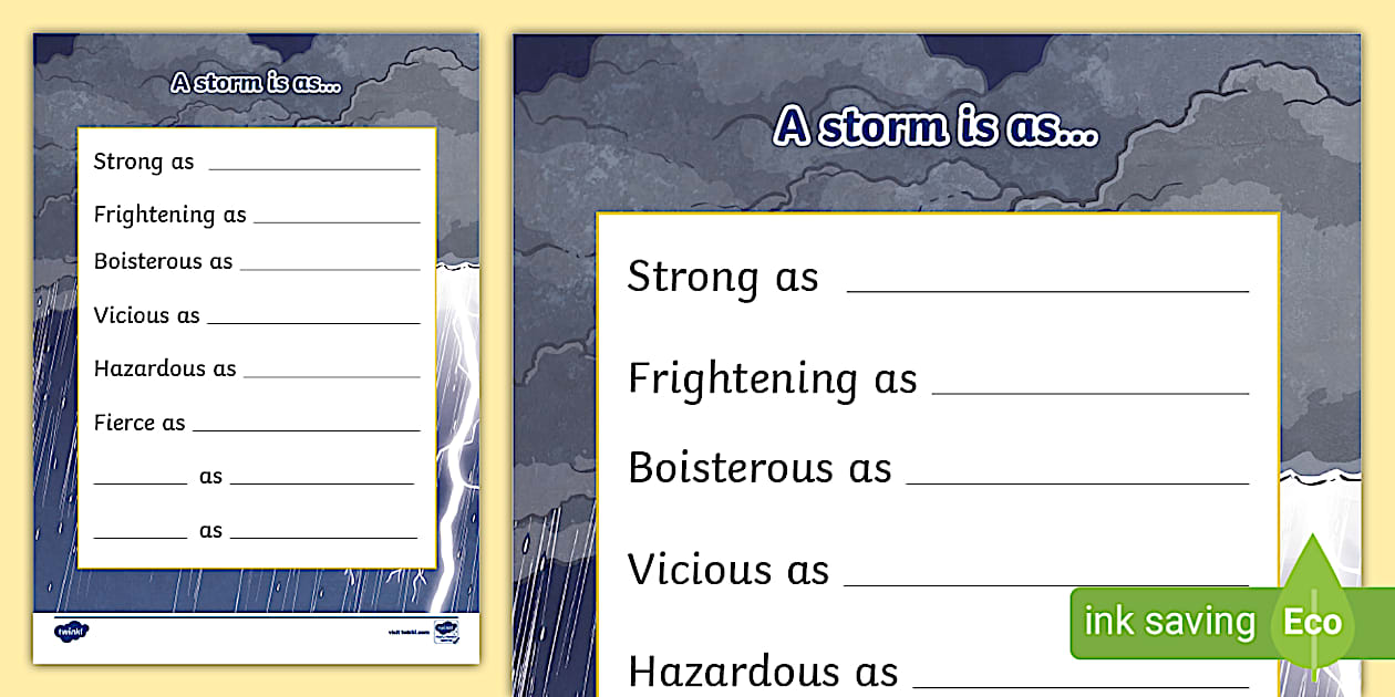 Storm Simile Poem Template (teacher made) - Twinkl