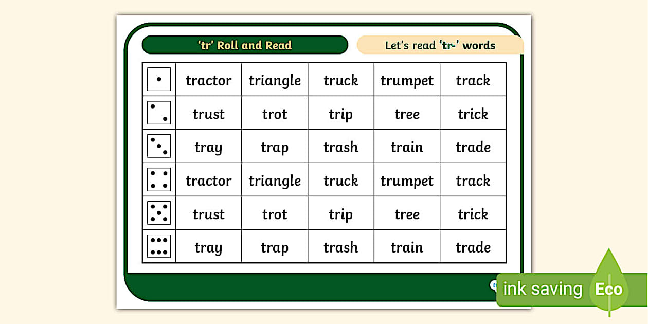 'tr' Roll and Read Board Game (teacher made) - Twinkl