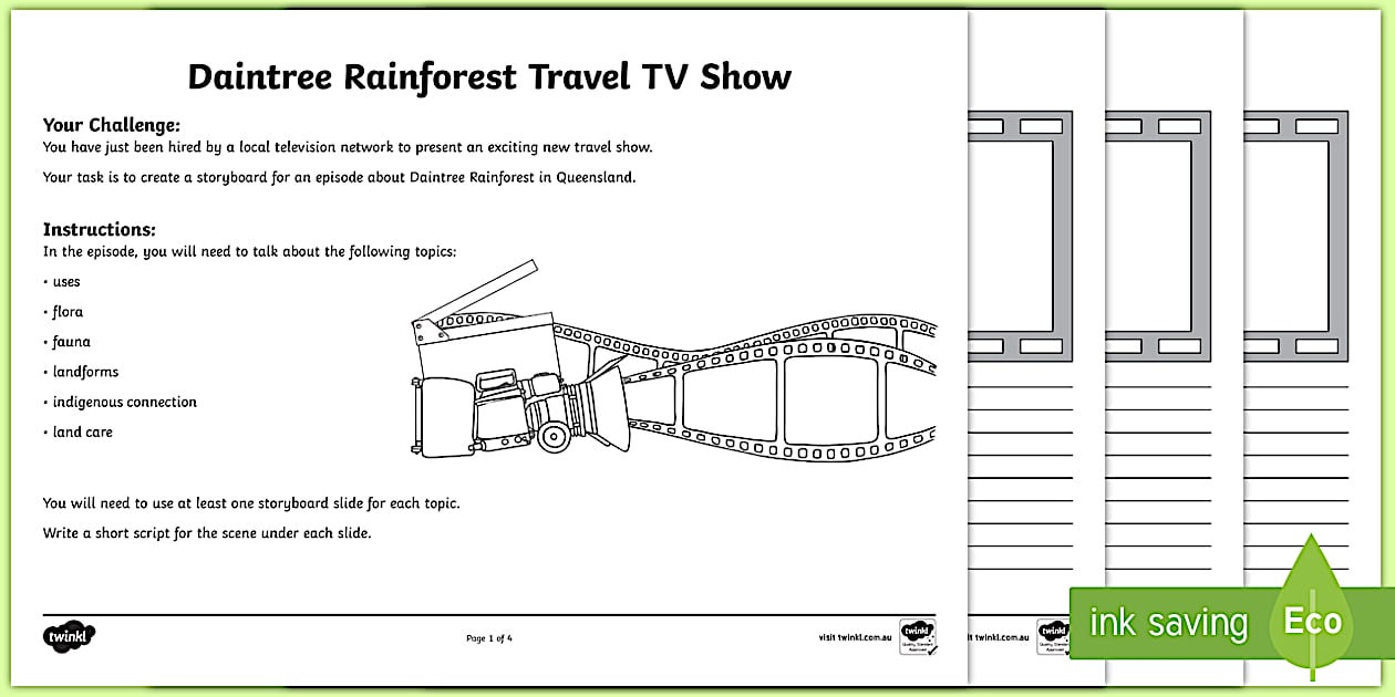 Daintree Rainforest TV Storyboard Template (teacher made)