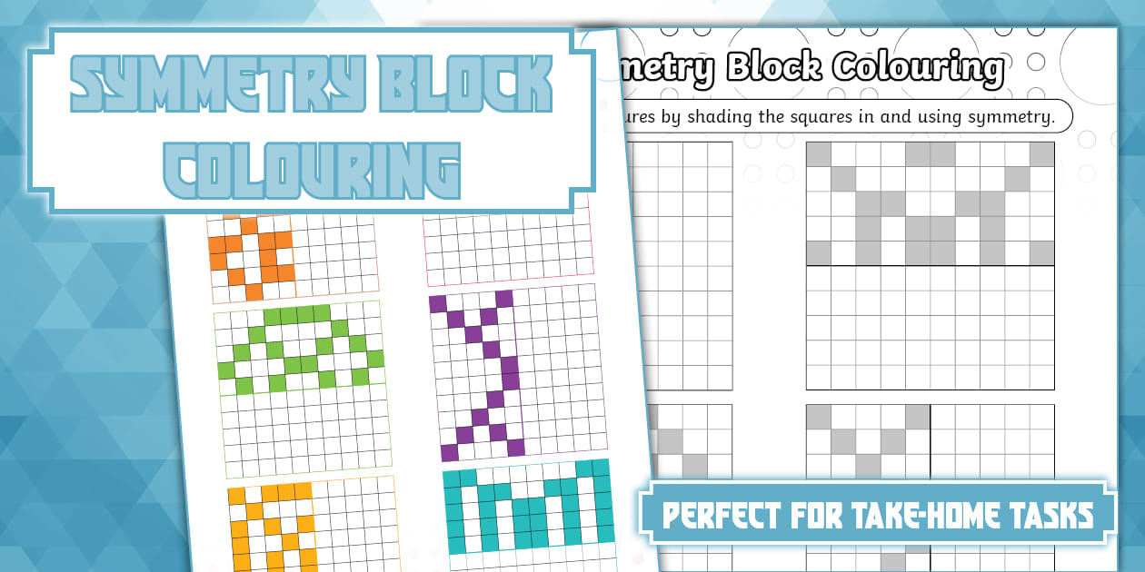 Grade 5 Maths - Symmetry Block Colouring - Worksheet (CAPS Aligned)